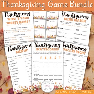 Thanksgiving Themed Game Bundle | Instant Download | Family Fun - Etsy