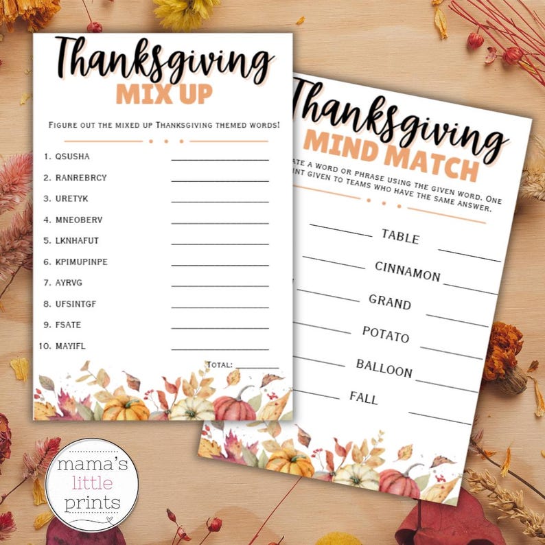 Thanksgiving Themed Game Bundle | Instant Download | Family Fun - Etsy