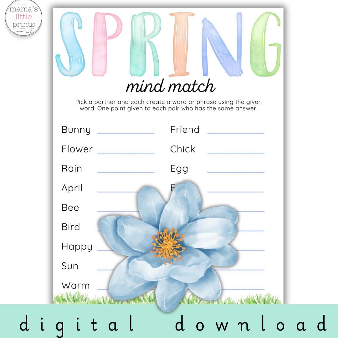 Spring Mind Match Game, Finish the Phrase, Spring Kids Game, Printable ...