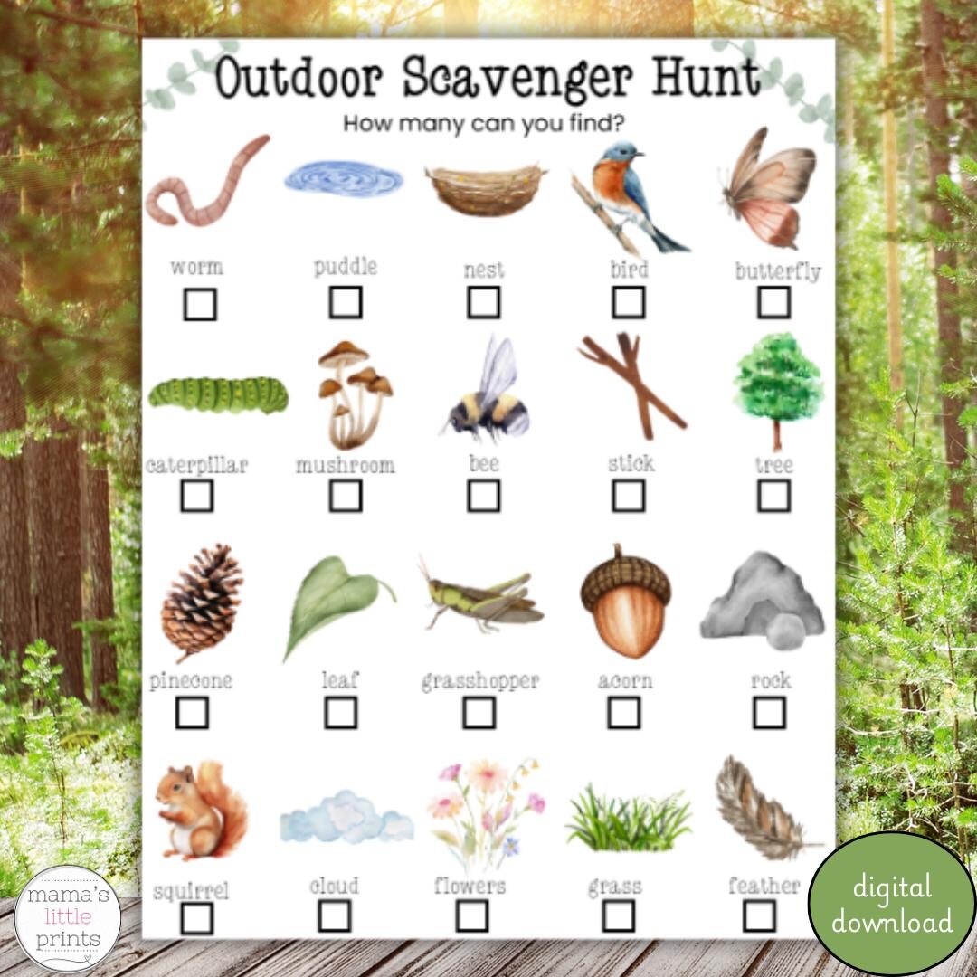 Outdoor Spring Nature Scavenger Hunt, Seasons, Kids Outdoor Activity ...