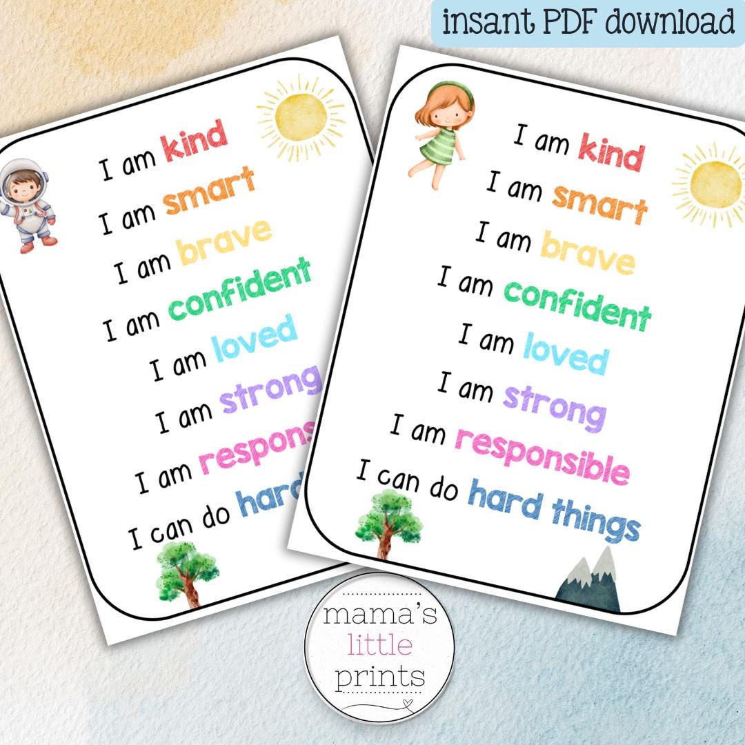 Positive Affirmation Poster, Printable, Instant Download, Mental Health ...