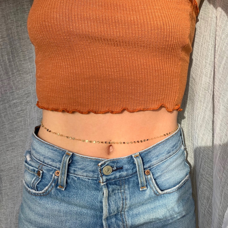 14kt Gold Coin Sequin Belly Chain Sterling Silver Belly Chain Bodychain ...