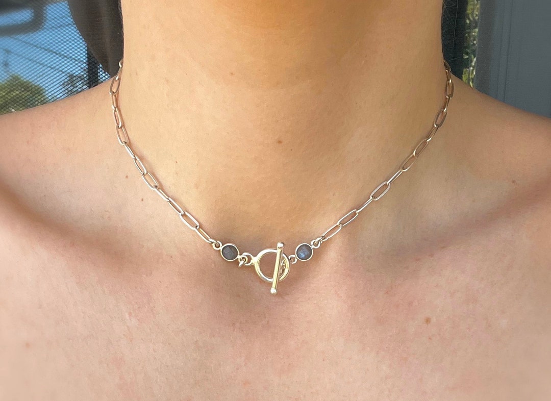 Crystal Paperclip Toggle Necklace - Etsy