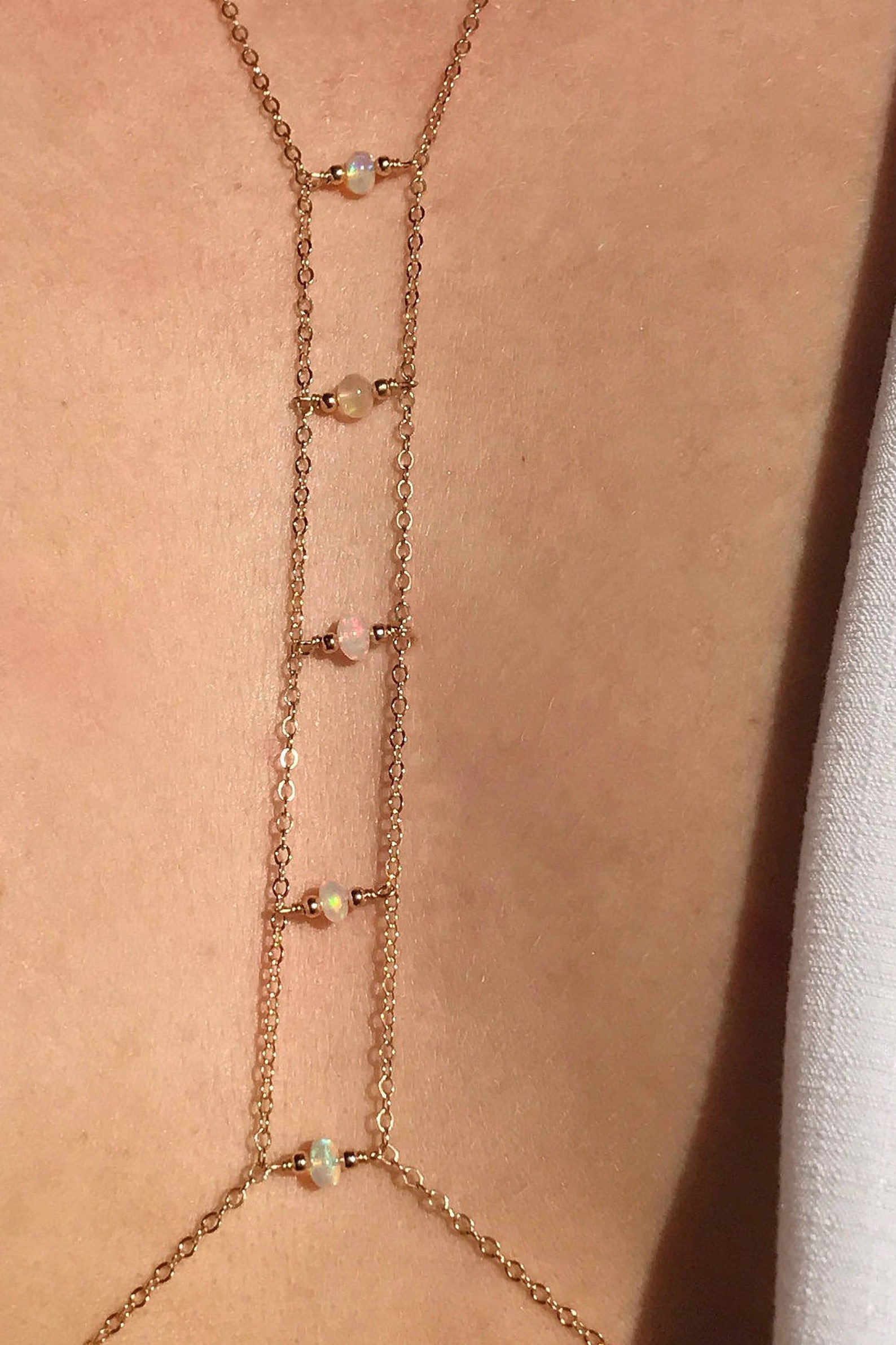 Crystal Ladder Body Chain 14k Gold Filled Body Chain Gold Stainless ...