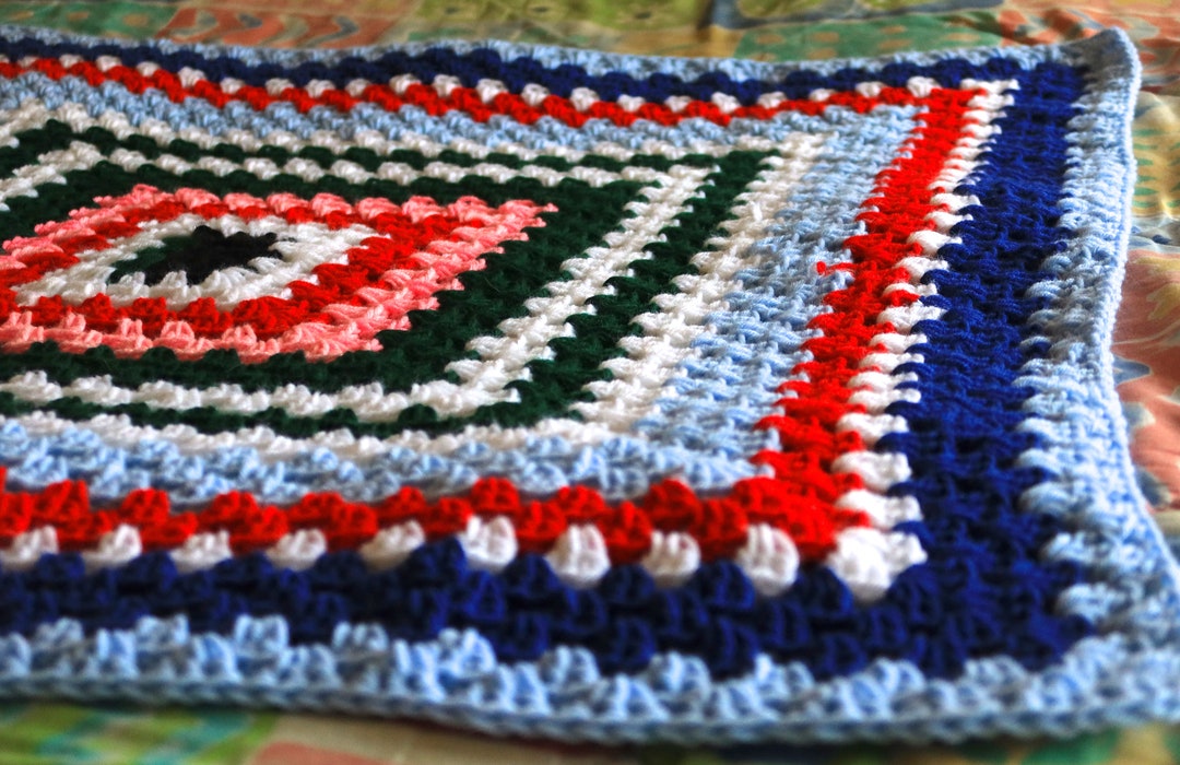 Bright Multi-color Granny Square Blanket Handmade Crocket for Baby ...