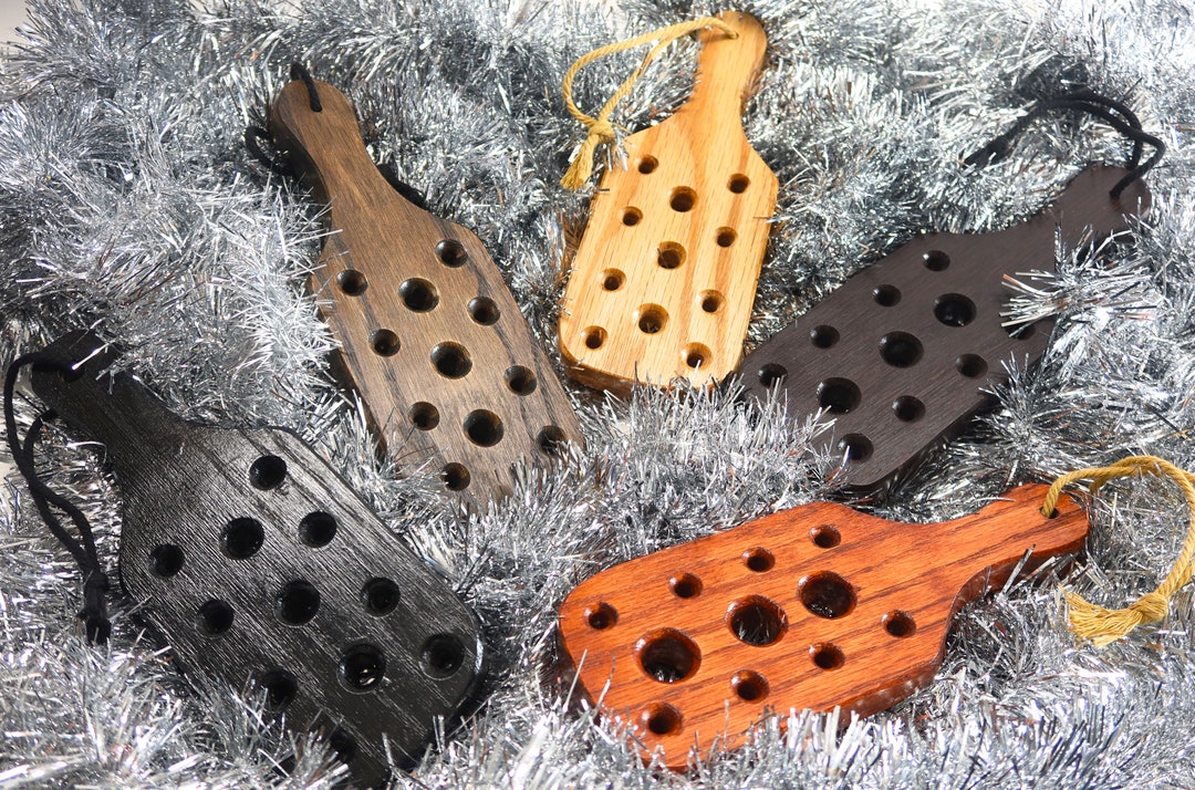 8" Boudoir Compact Wooden BDSM Spanking Paddle With 11 Impact Holes ...