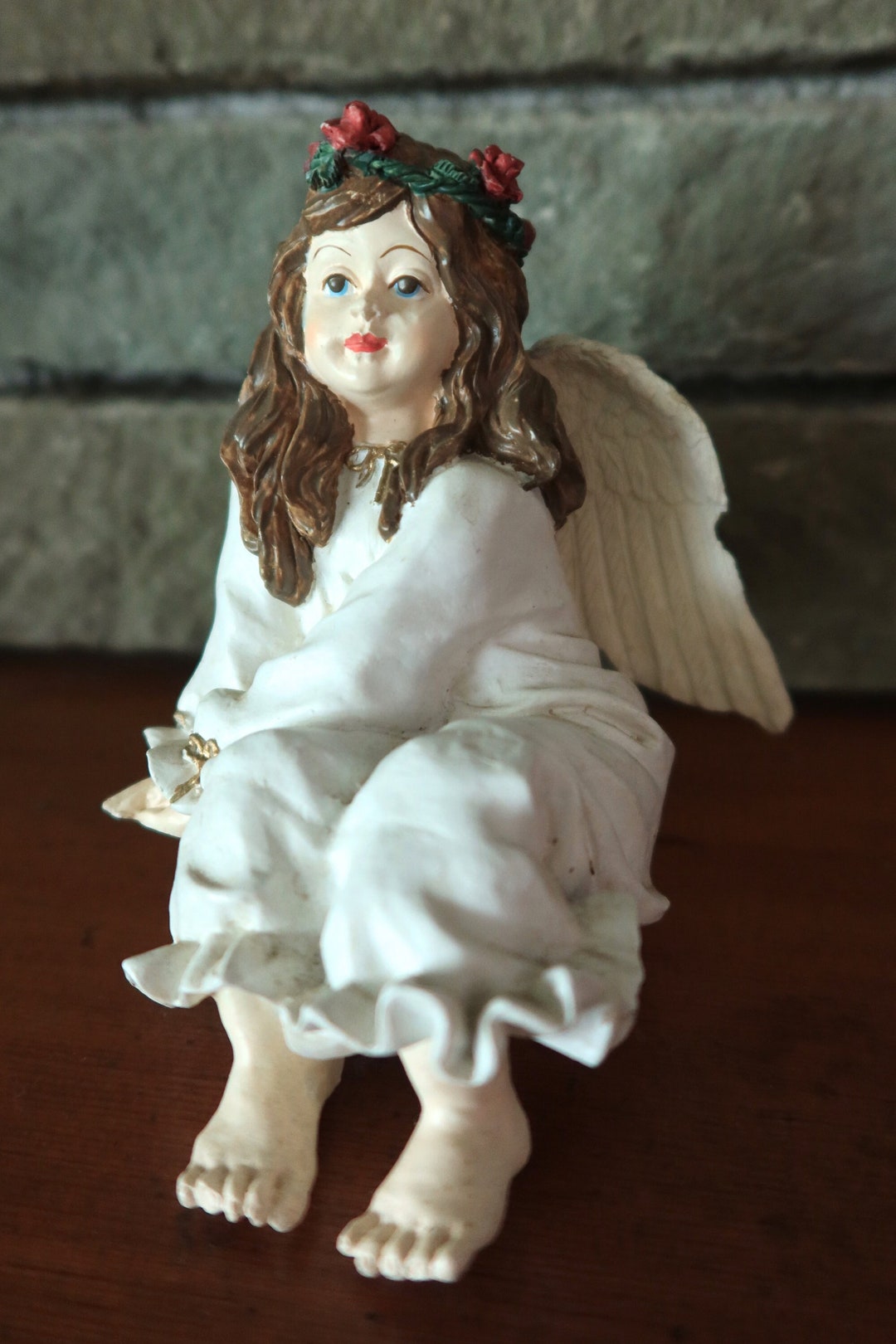 Vintage Ganz Angel Girl Sitting Down With Flowers Decor on Her Head - Etsy