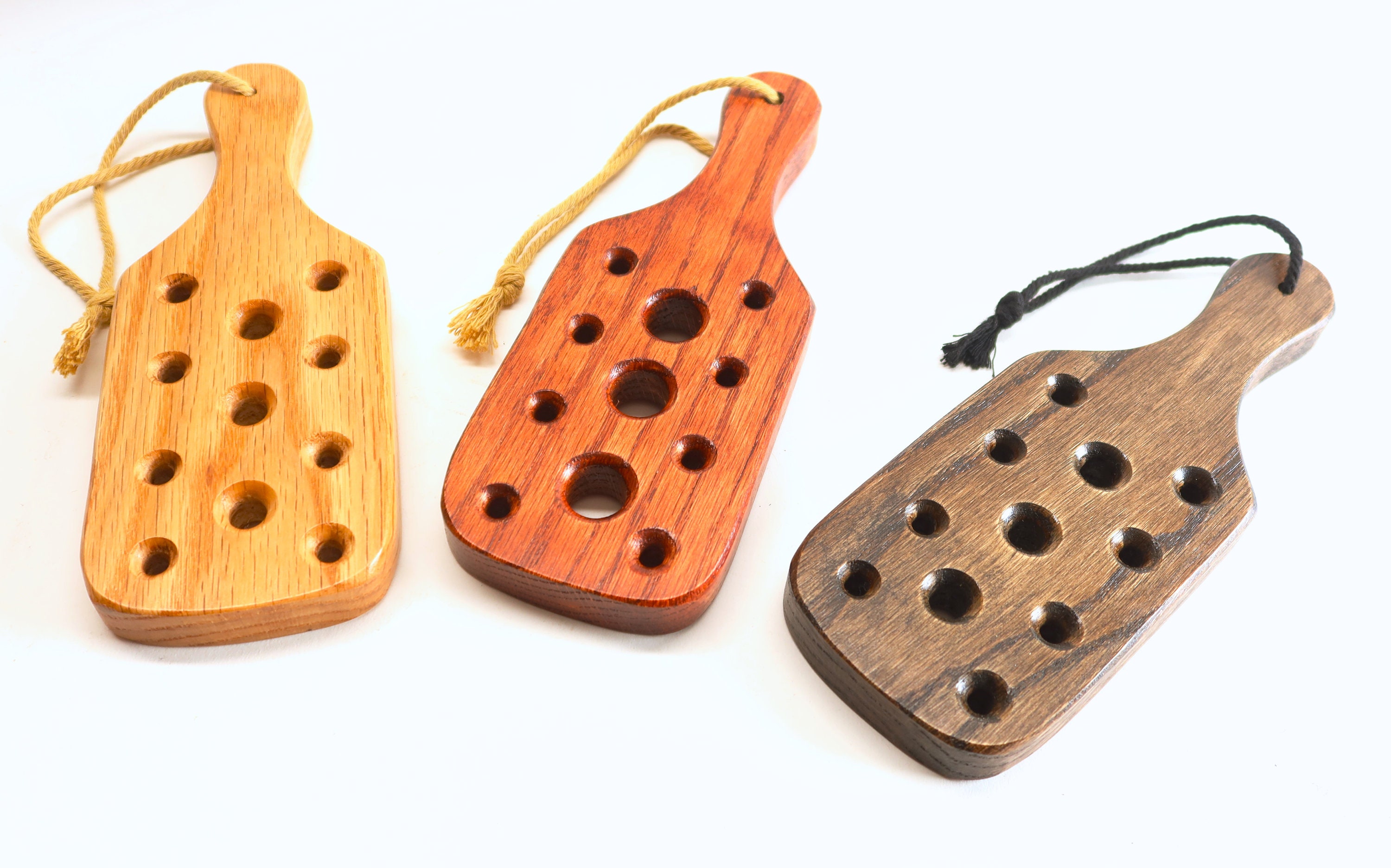 8" Boudoir Compact Wooden BDSM Spanking Paddle With 11 Impact Holes ...