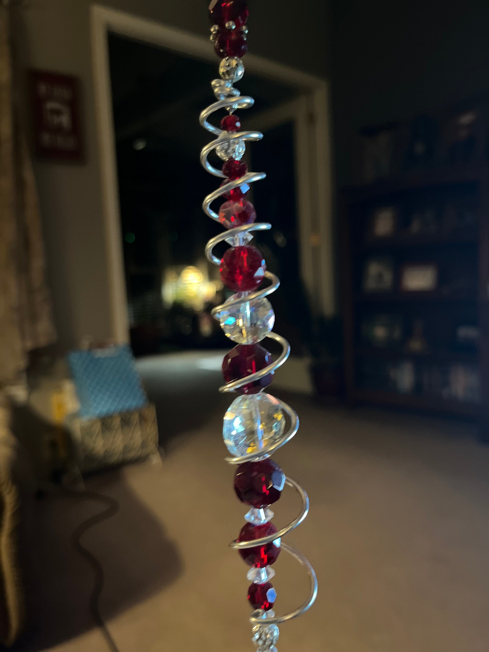 Silver & Red Spiral Suncatcher With Crystal Prism - Etsy