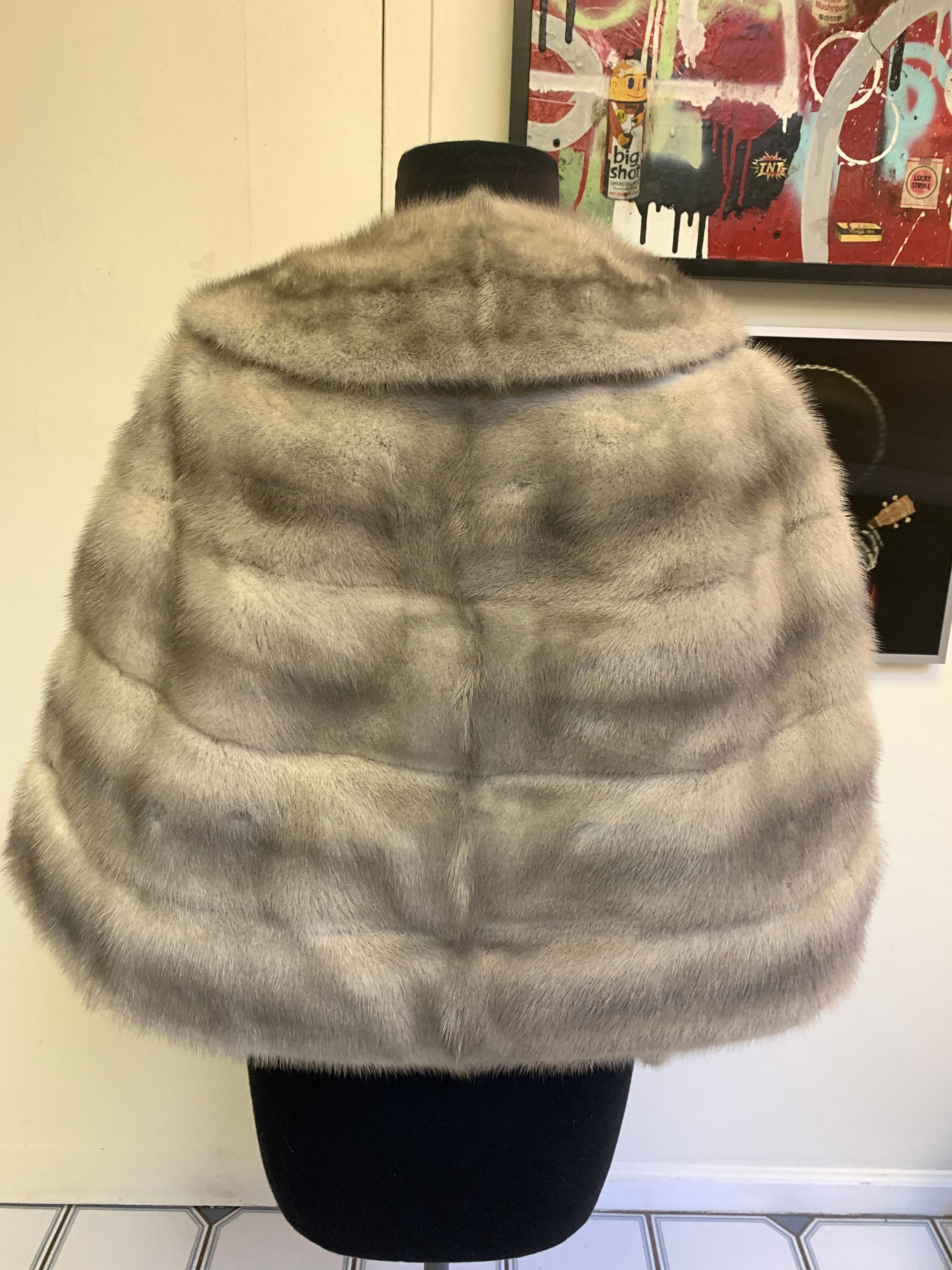 Pearl Gray Genuine Mink Wrap Shrug Stole~true Vintage 1950's/60's~silk ...