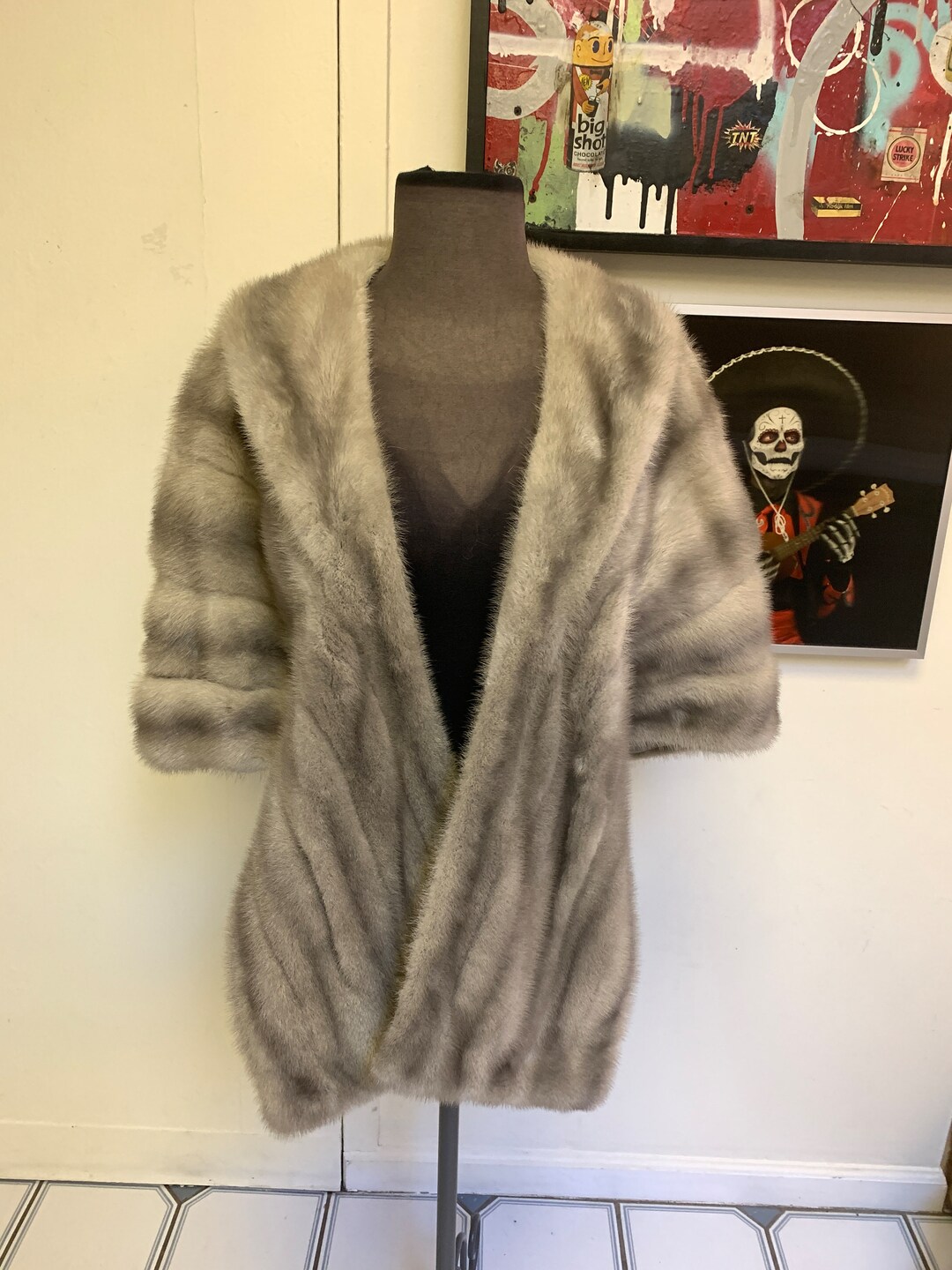 Pearl Gray Genuine Mink Wrap Shrug Stole~true Vintage 1950's/60's~silk ...