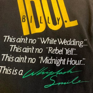Vintage 1986 Billy Idol Whiplash Smile Tour T-shirt - Etsy