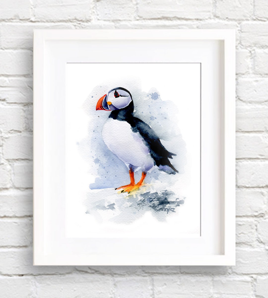 Puffin Art Print Watercolor Painting by Artist DJ Rogers Wildlife Wall ...