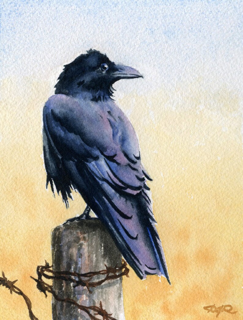 Raven Art Print Watercolor Painting by Artist DJ Rogers - Etsy