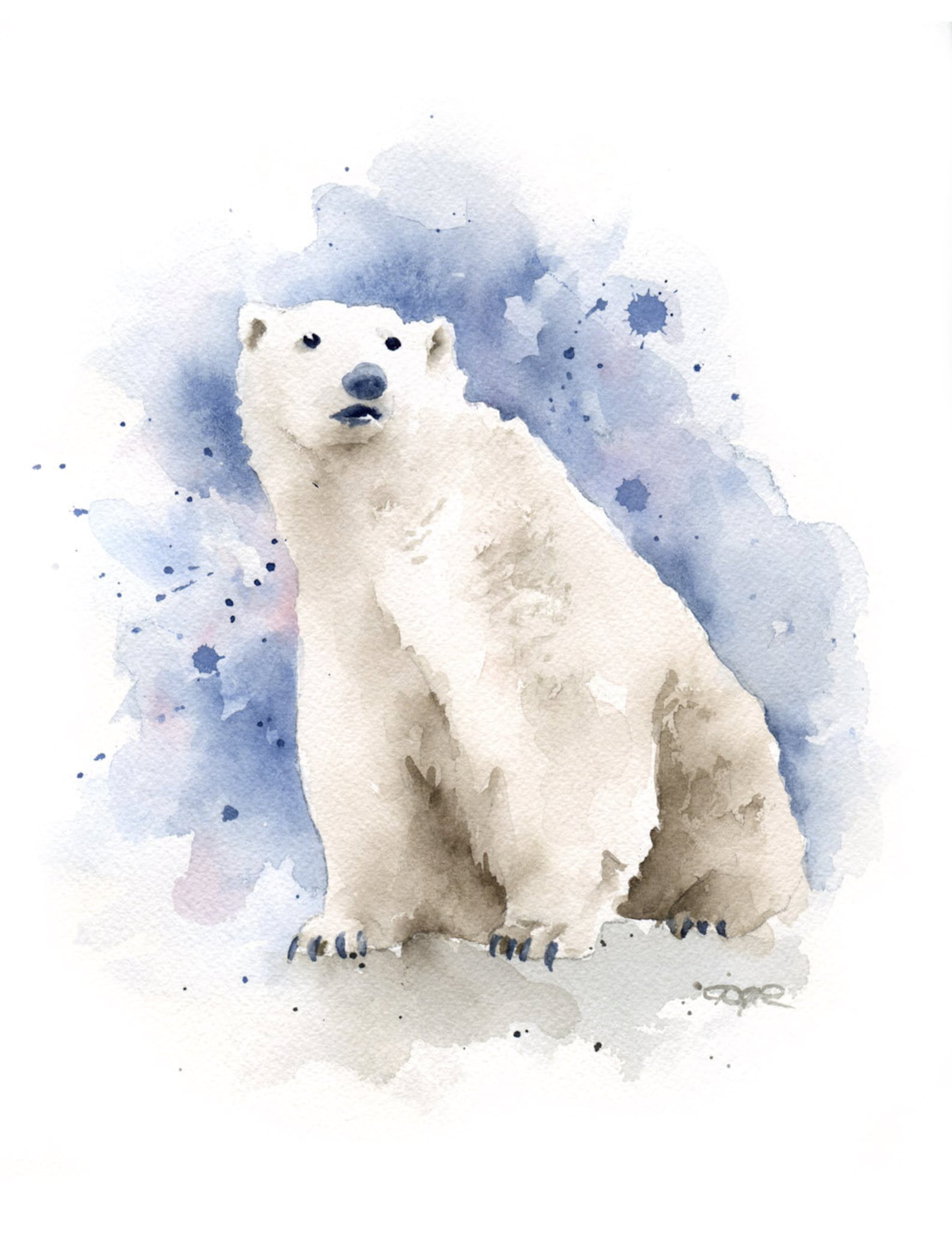Polar Bear Art Print Watercolor Painting by Artist DJ Rogers Wildlife ...