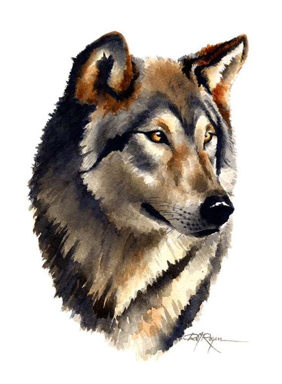 Retrato del lobo Pintura original de acuarela por el artista | Etsy España