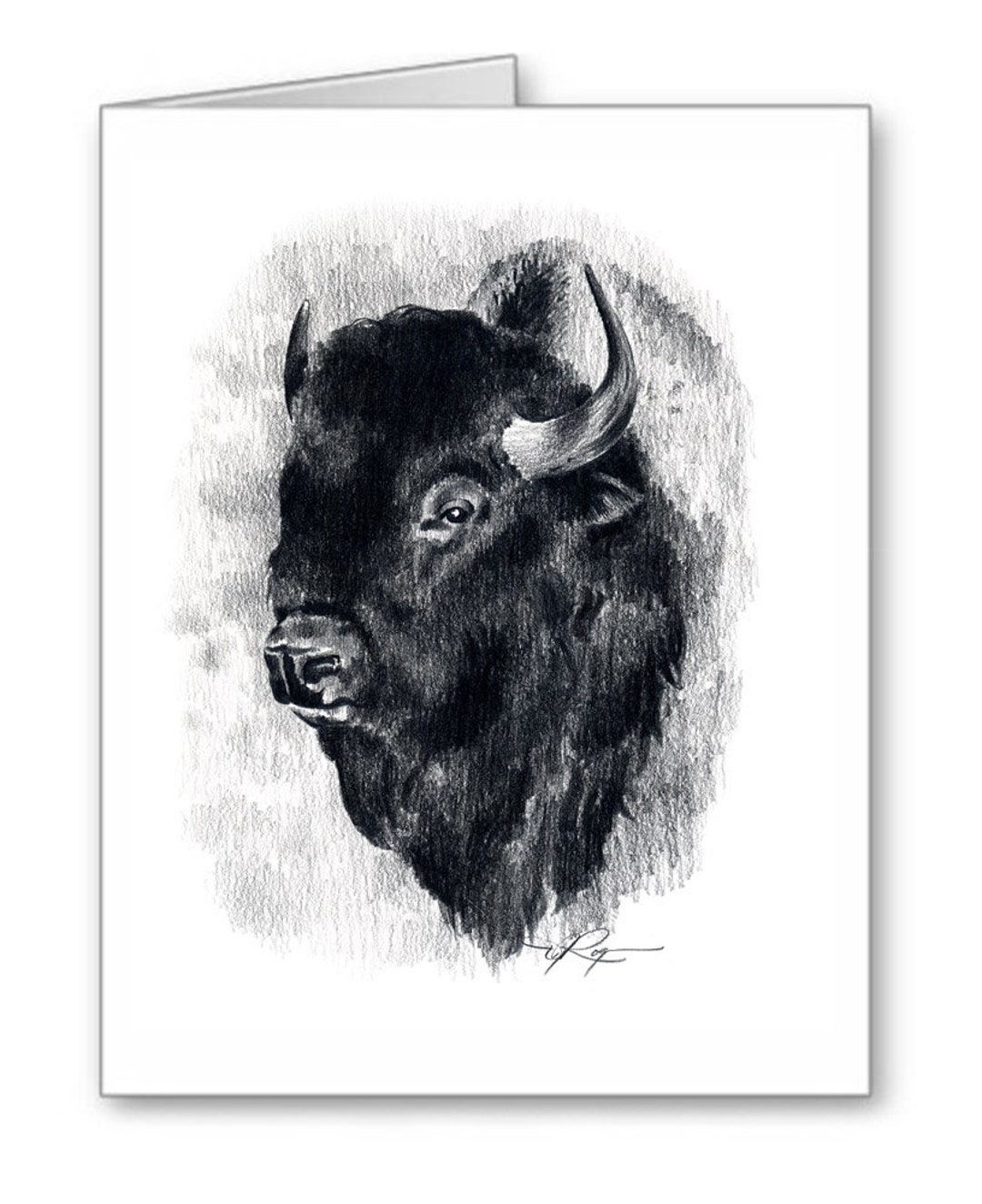 Buffalo Note Cards 10-pk Note Cards Pencil Drawing Animal Lover Gifts ...