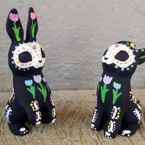 Original Sugar Skull Bunny Figurine Hand Painted 3D Printed - Etsy
