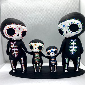 Skeleton Family With Two Children Sculpture Figurine Hand - Etsy