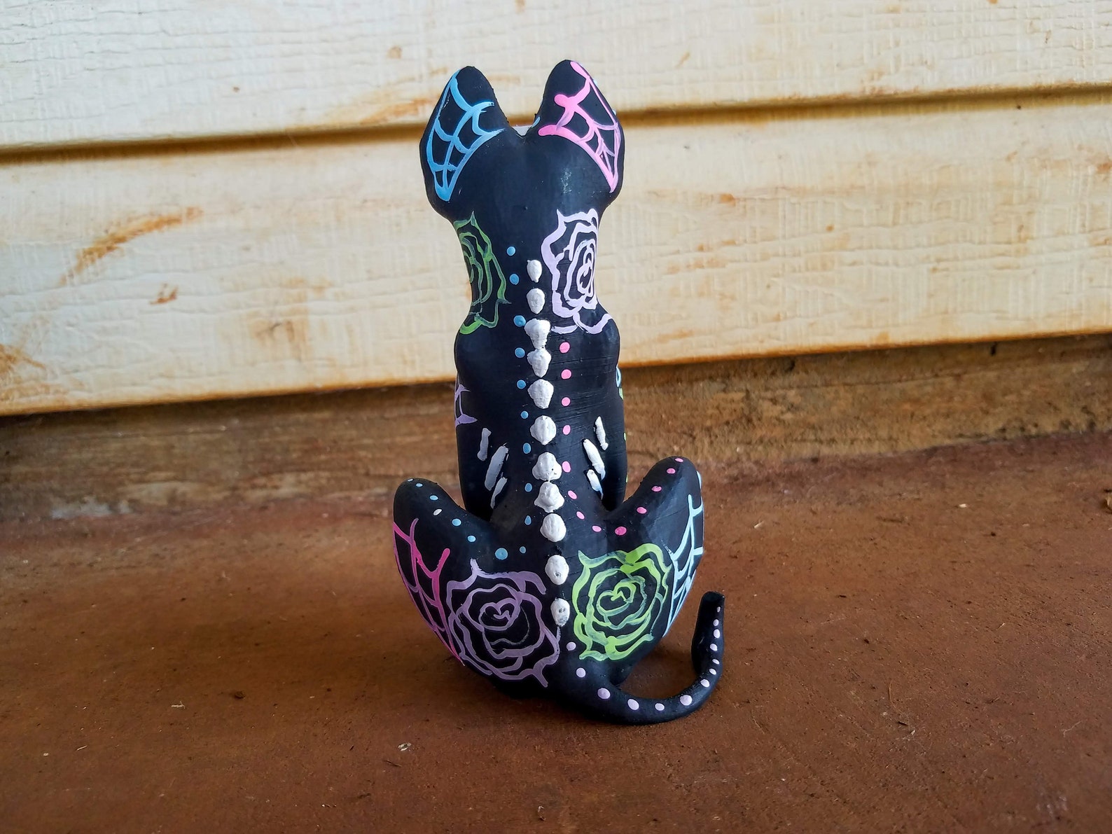 Realistic Sugar Skull Cat Day of the Dead Sculpture Figurine | Etsy