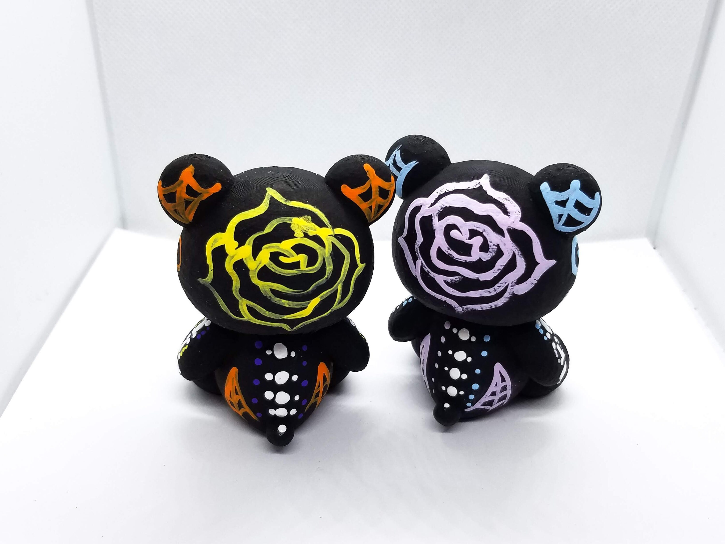 Sugar Skull Teddy Bear Day of the Dead Sculpture Figurine Hand Painted ...