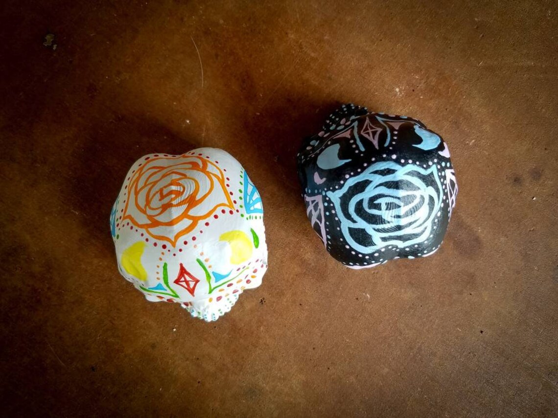 Sugar Skull Day of the Dead Sculpture Figurine Hand Painted 3D Printed ...