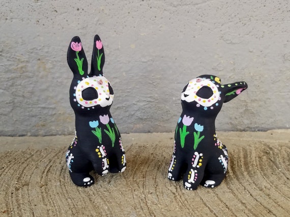 Original Sugar Skull Bunny Figurine Hand Painted 3D Printed - Etsy