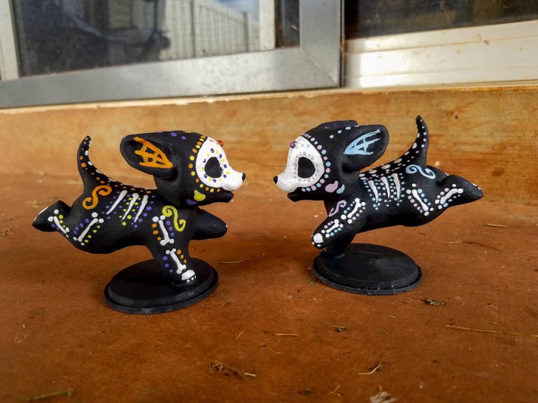 Sugar Skull Dog Puppy Day of the Dead Sculpture Memorial Remembrance ...