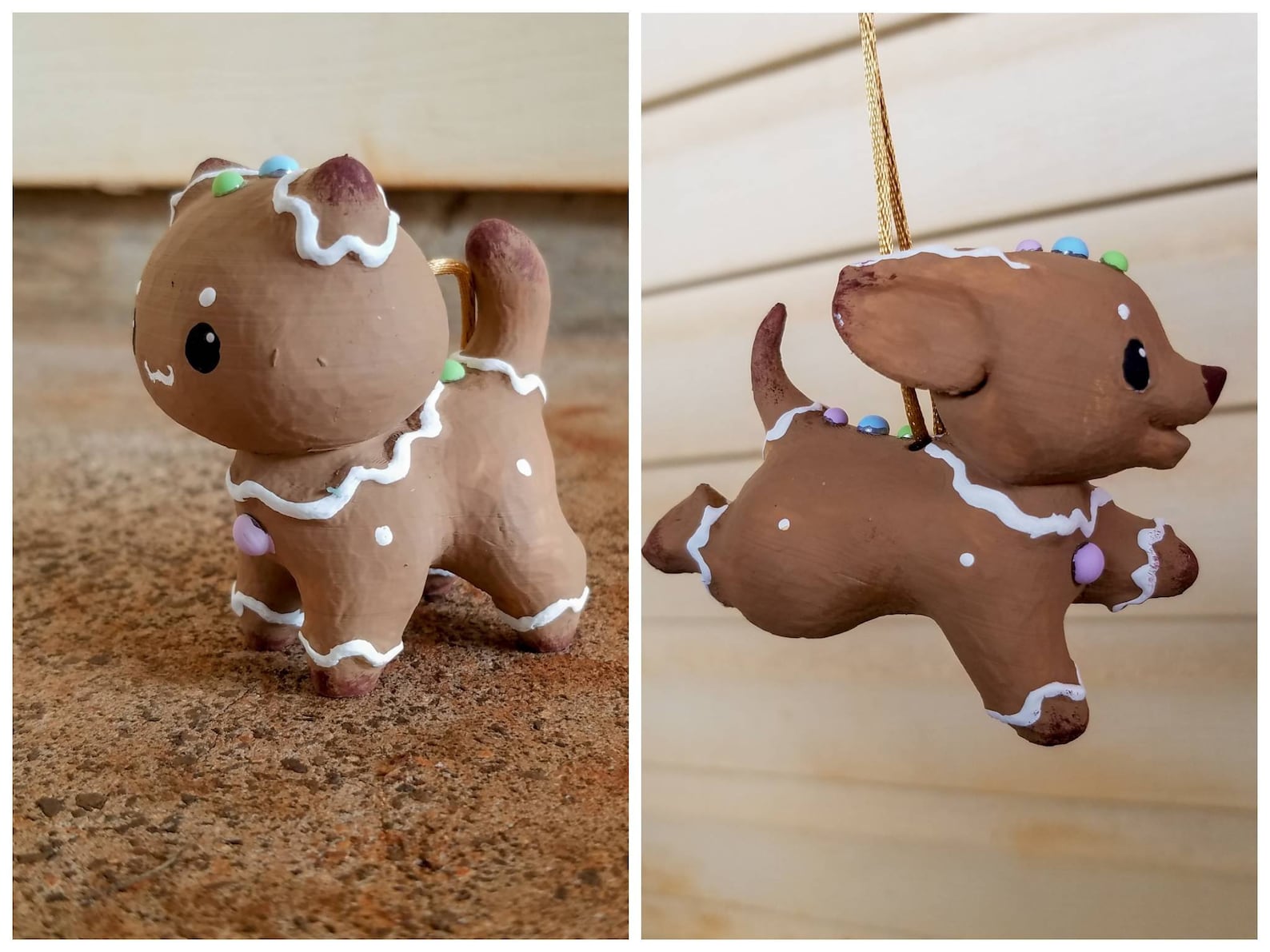Kawaii Dog and Cat Gingerbread Cookie Christmas Ornament or - Etsy