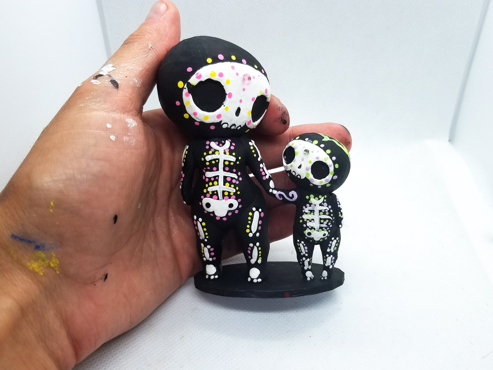Skeleton Mom and Child Sculpture Figurine Hand Painted 3D Printed - Etsy