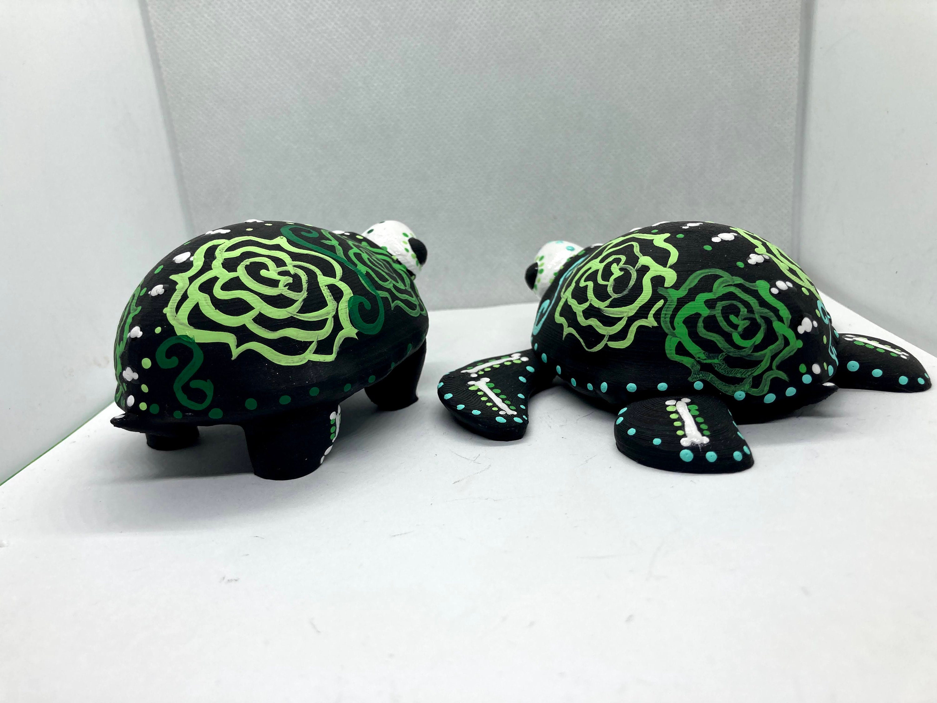 Sugar Skull Turtle and Sea Turtle Day of the Dead Sculpture | Etsy