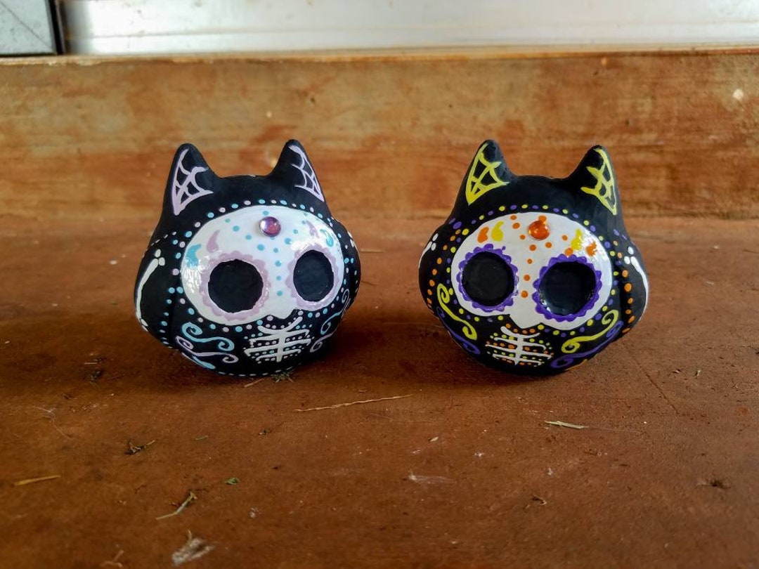 Sugar Skull Owl Day of the Dead Sculpture Figurine Hand Painted 3D ...