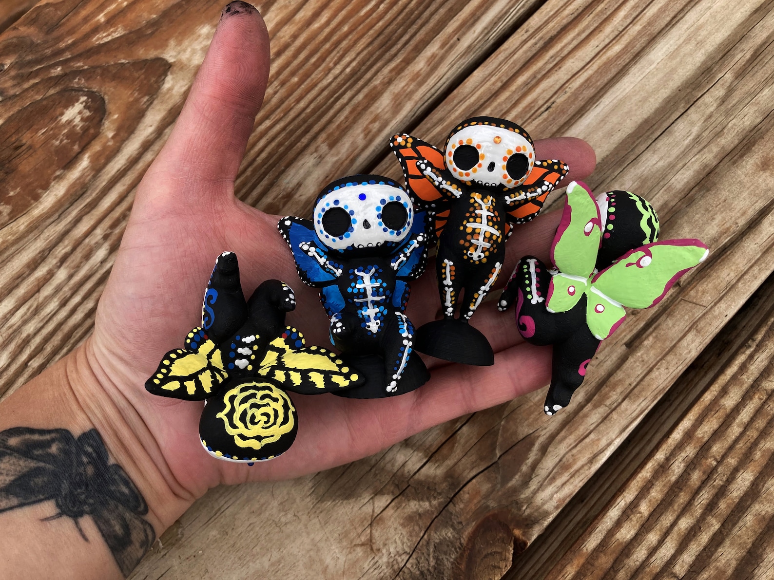 Skeleton Pixie Butterfly Series Sculptures Figurine Hand Painted 3D ...