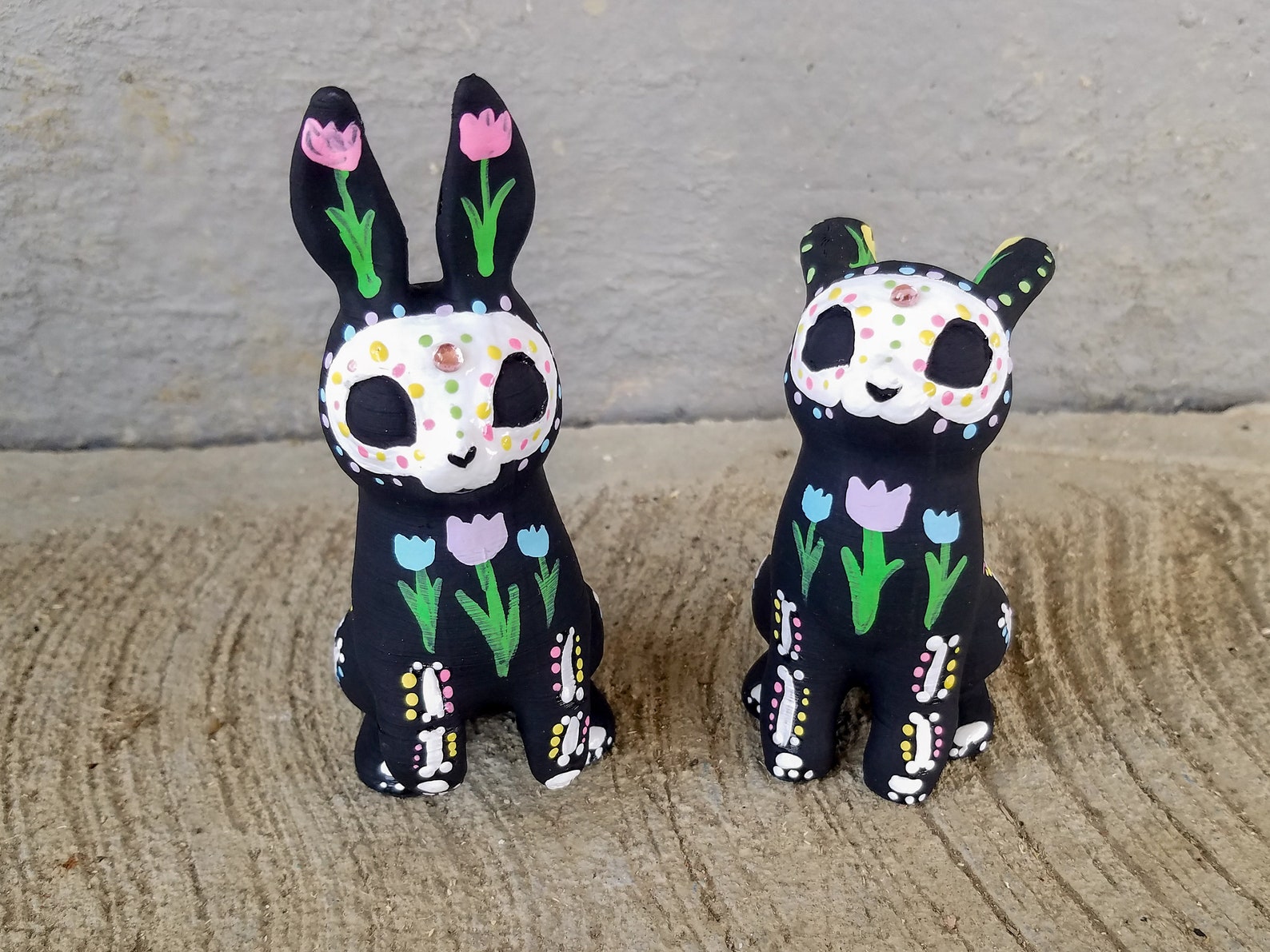 Original Sugar Skull Bunny Figurine Hand Painted 3D Printed - Etsy