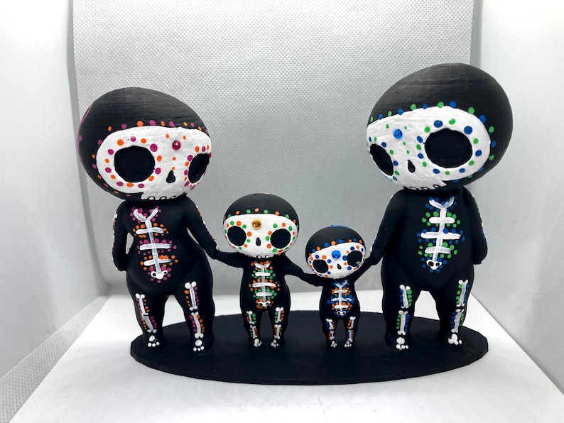 Skeleton Family With Two Children Sculpture Figurine Hand - Etsy