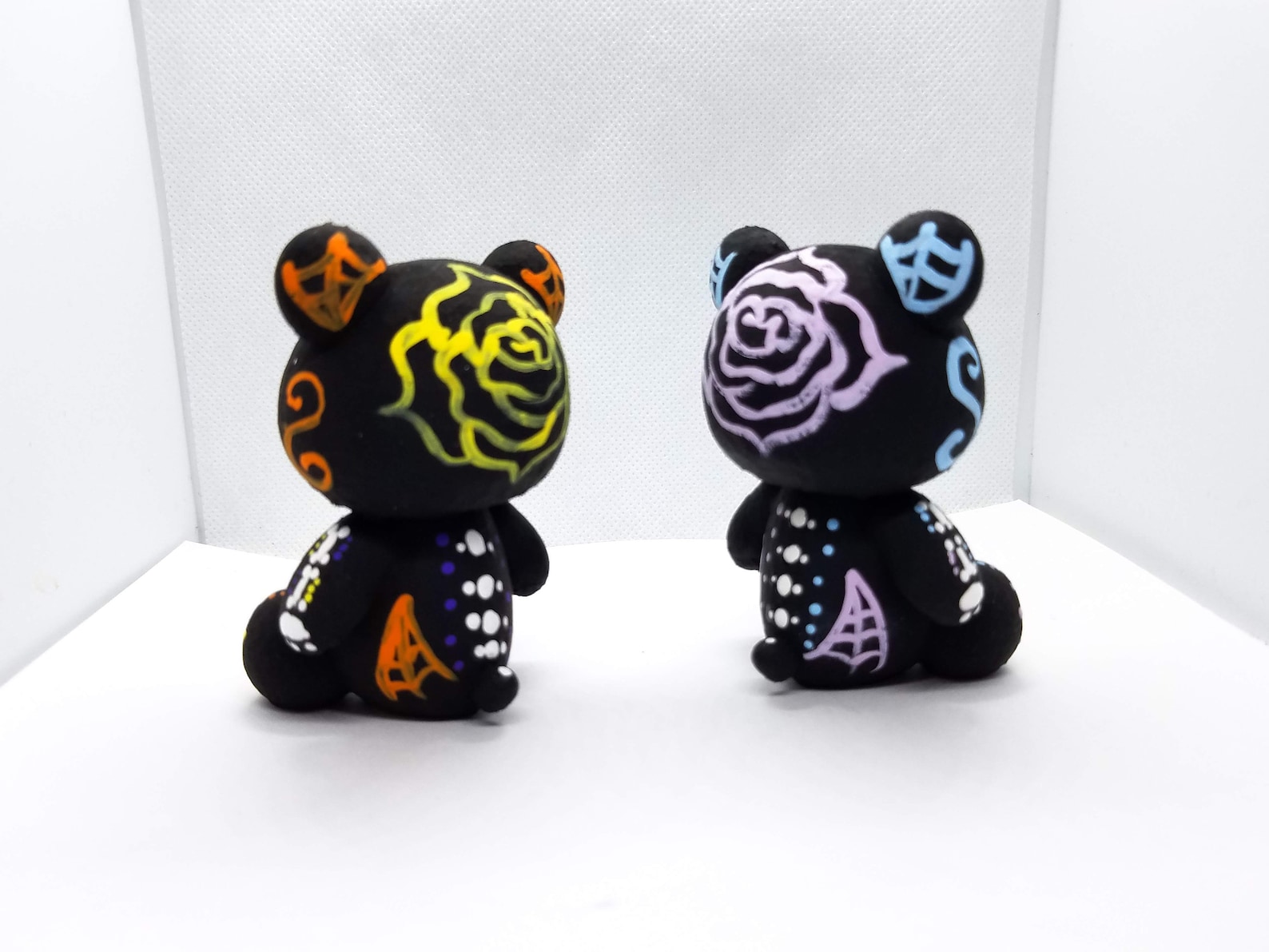 Sugar Skull Teddy Bear Day of the Dead Sculpture Figurine Hand Painted ...