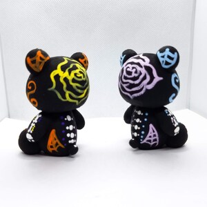Sugar Skull Teddy Bear Day of the Dead Sculpture Figurine Hand Painted ...
