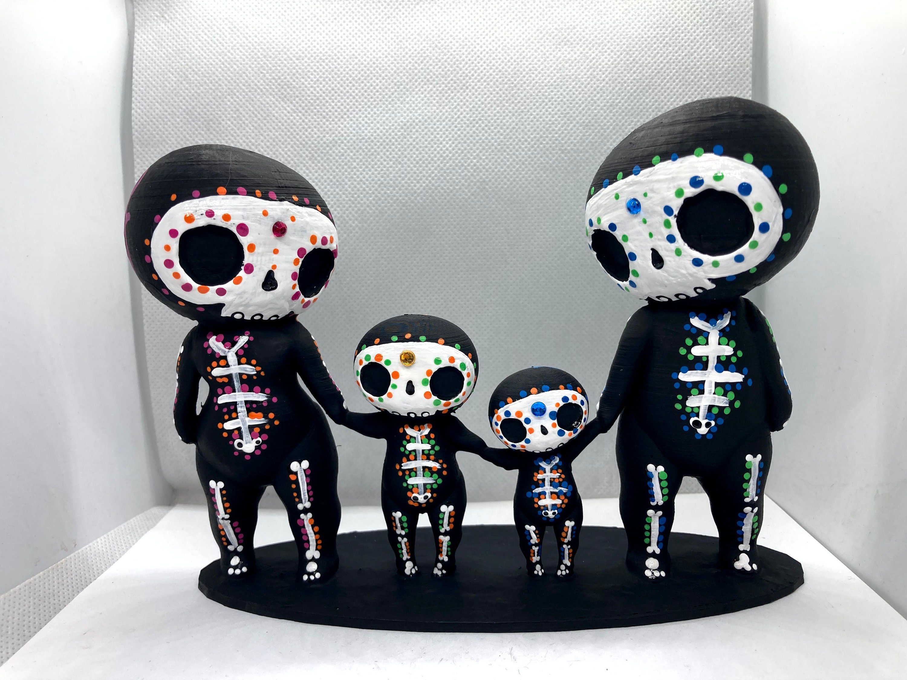 Skeleton Family With Two Children Sculpture Figurine Hand - Etsy