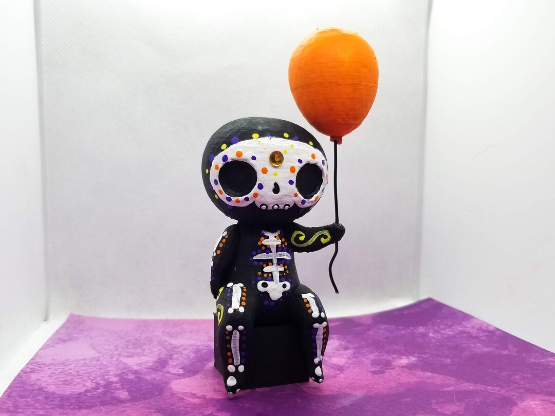 Sugar Skull Skeleton With Balloon Day of the Dead Sculpture Figurine ...