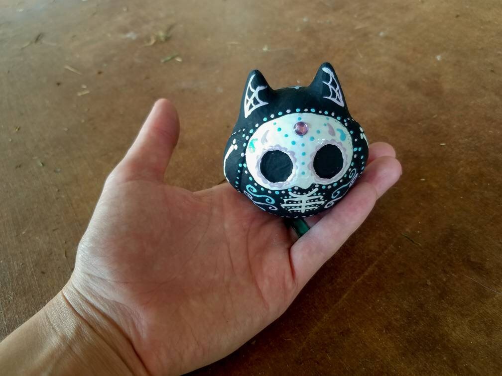 Sugar Skull Owl Day of the Dead Sculpture Figurine Hand Painted 3D ...
