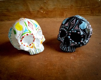 Sugar Skull Teddy Bear Day of the Dead Sculpture Figurine Hand - Etsy