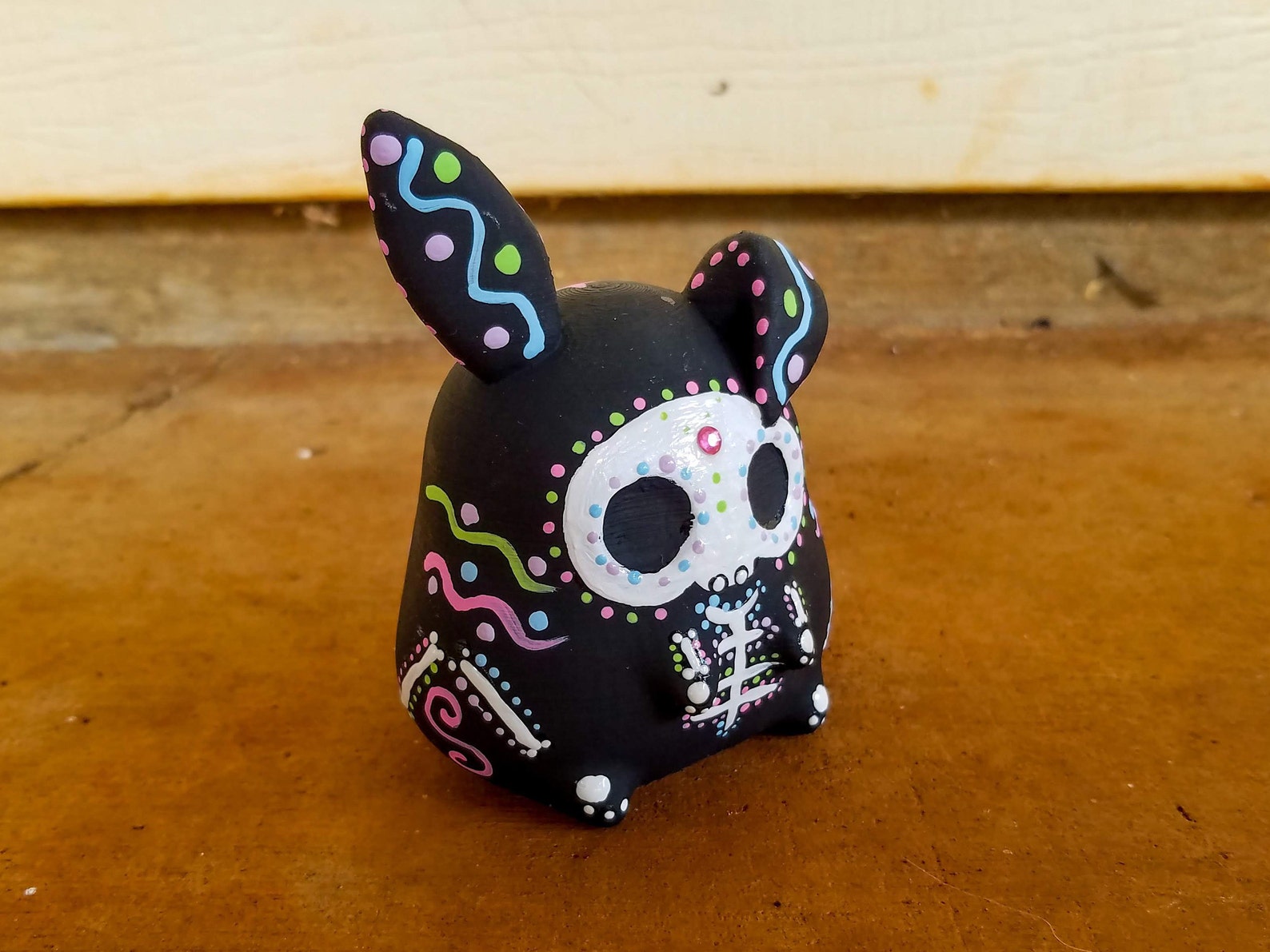 Original Sugar Skull Bunny Figurine Hand Painted 3D Printed - Etsy