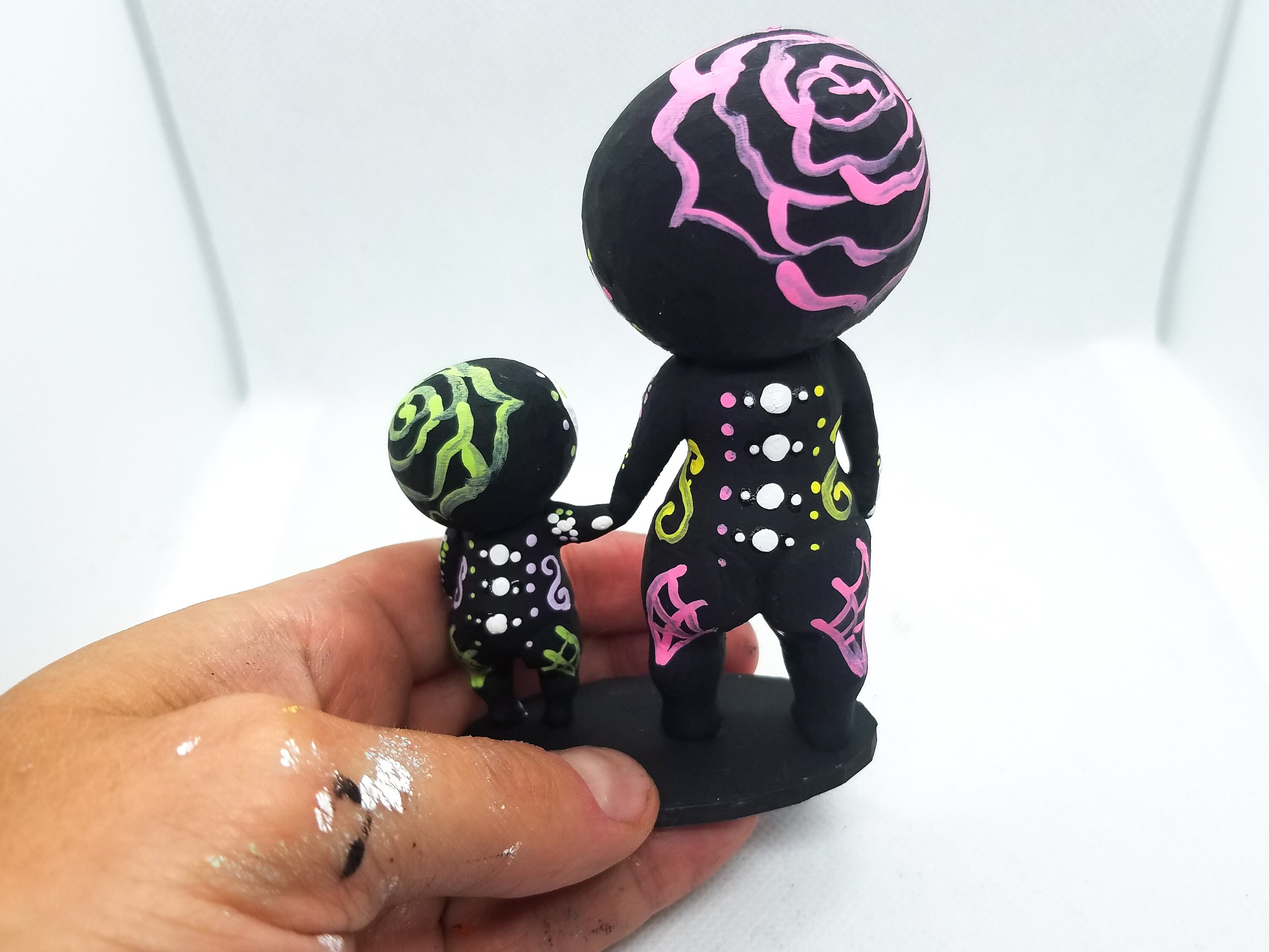 Skeleton Mom and Child Sculpture Figurine Hand Painted 3D Printed - Etsy