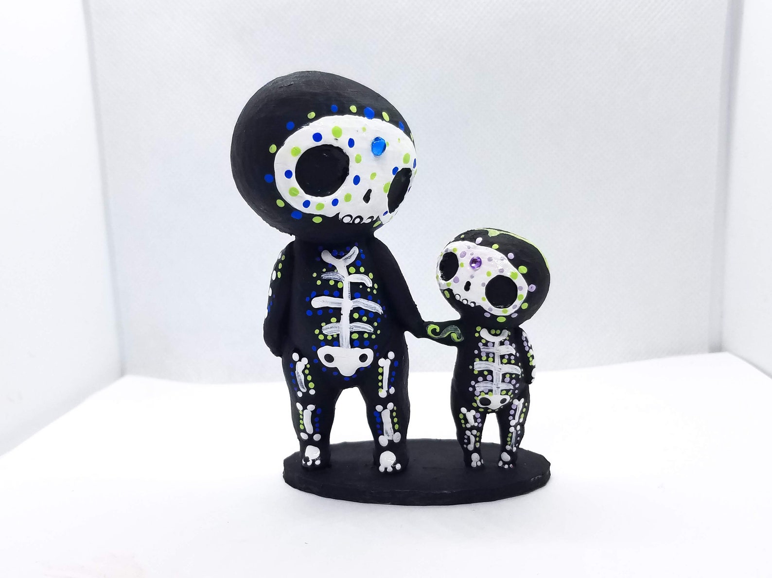 Skeleton Dad and Child Sculpture Figurine Hand Painted 3D Printed - Etsy