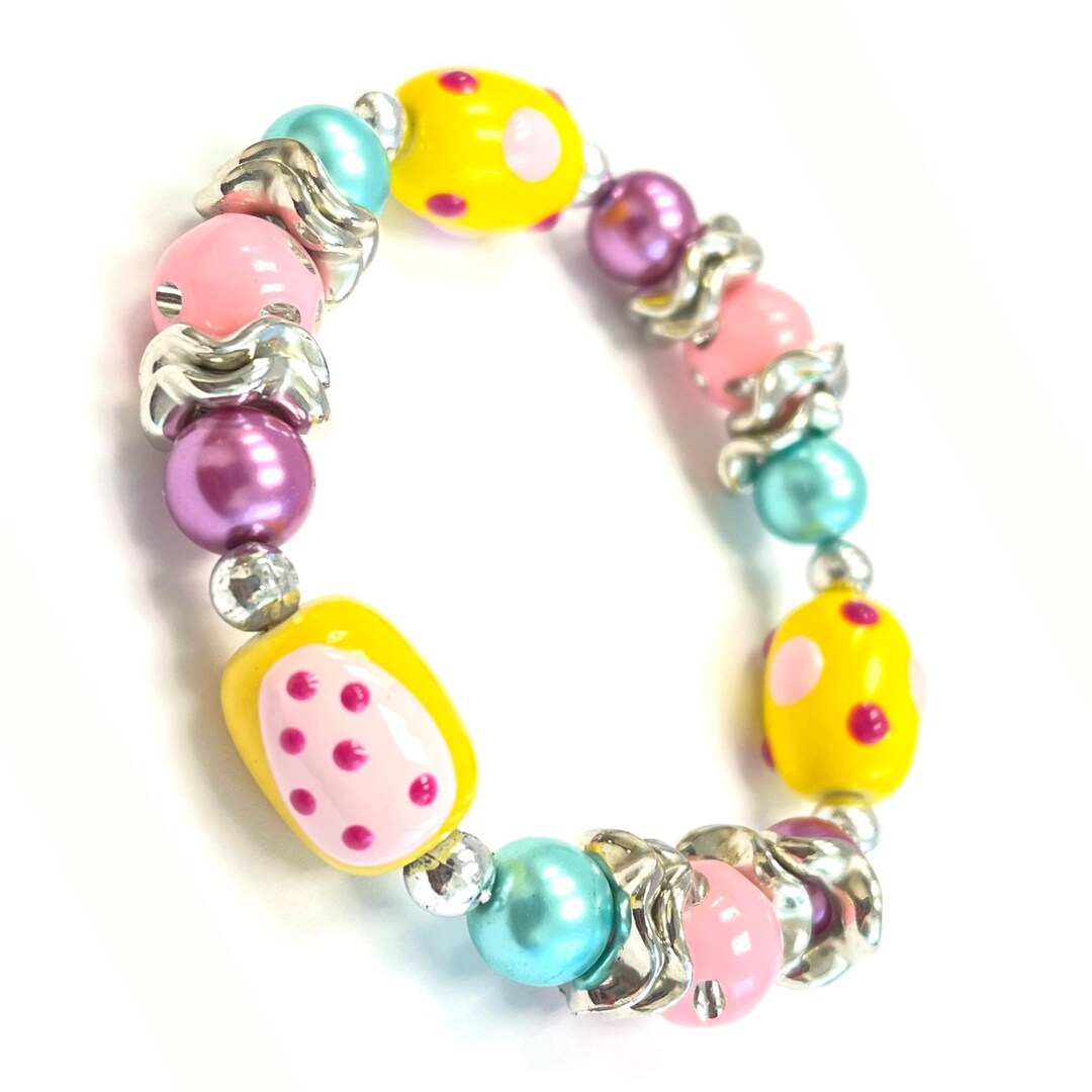 Easter Bracelet for Woman, Spring Easter Egg Glass Beaded Bracelet ...