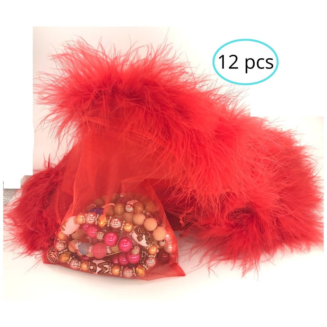 Organza Bags Drawstring Feather Pouches - Fur Wedding Party Favors Bags ...