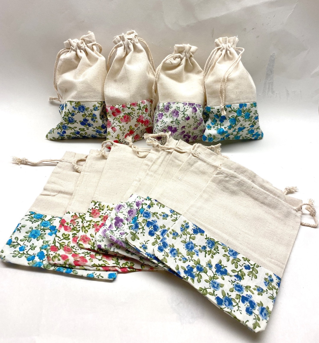 Cloth Pouch, Floral Cotton Gift Pouches for Wedding Party Favors ...