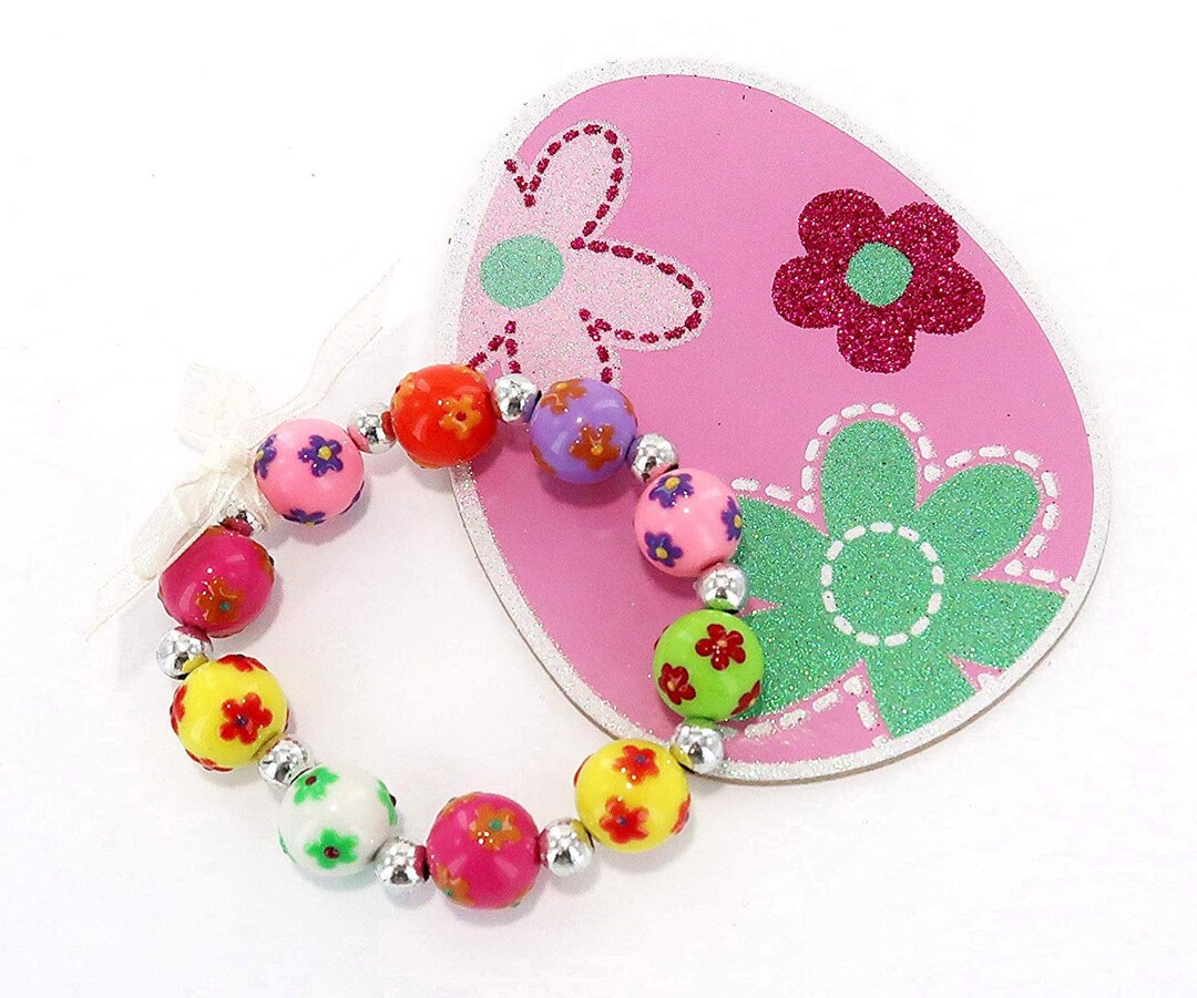 Easter Bracelet - Flowers Beads Bracelet - Easter Eggs Bracelet -spring ...