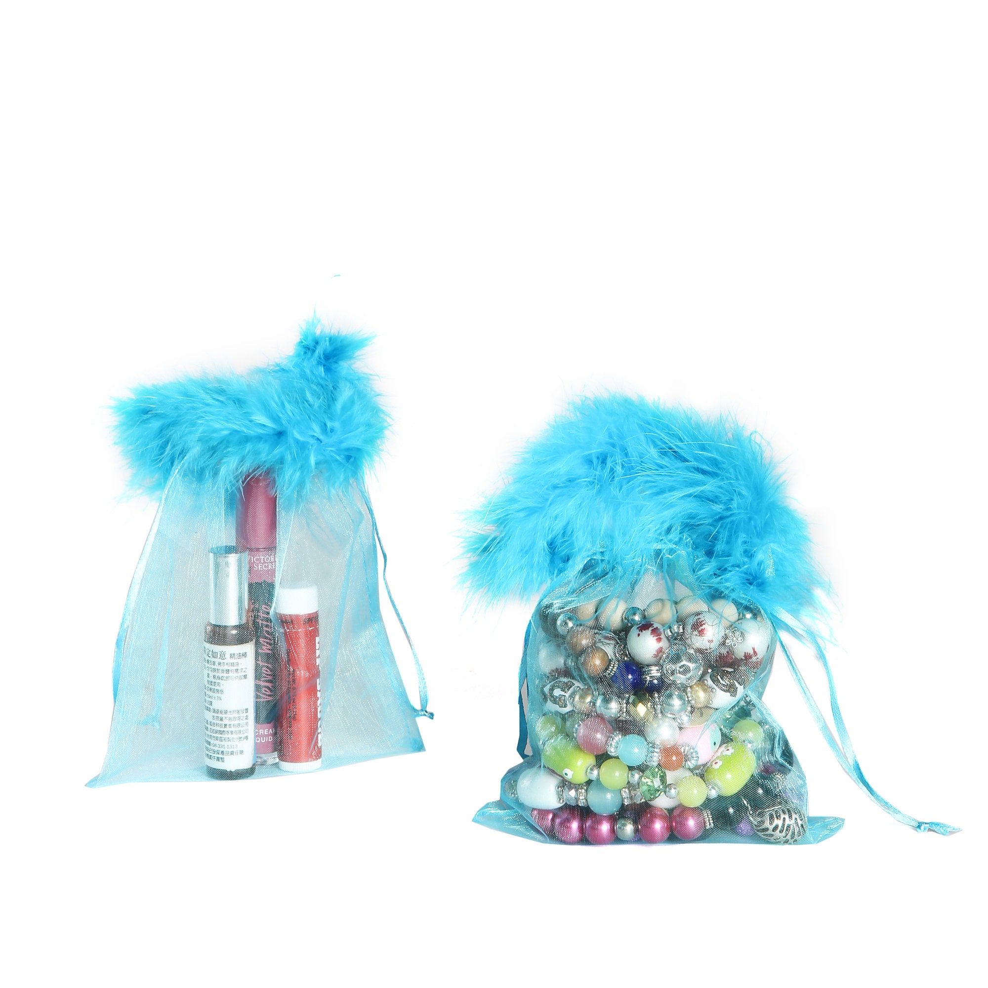 Organza Bags Drawstring Feather Pouches Party Favors Bags | Etsy