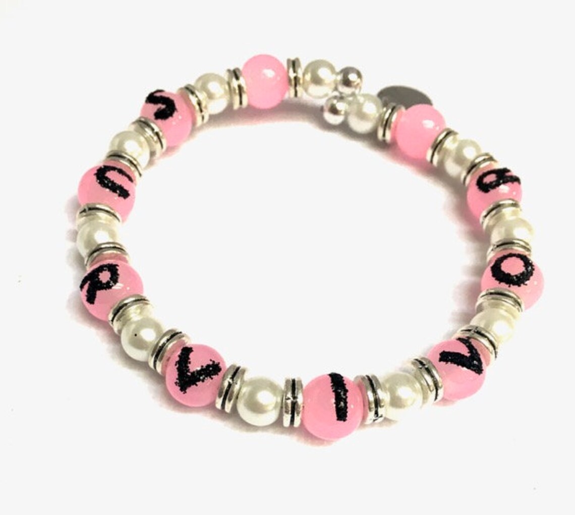 Cancer Awareness Bracelet - Pink Survivor Bracelet - Breast Cancer ...